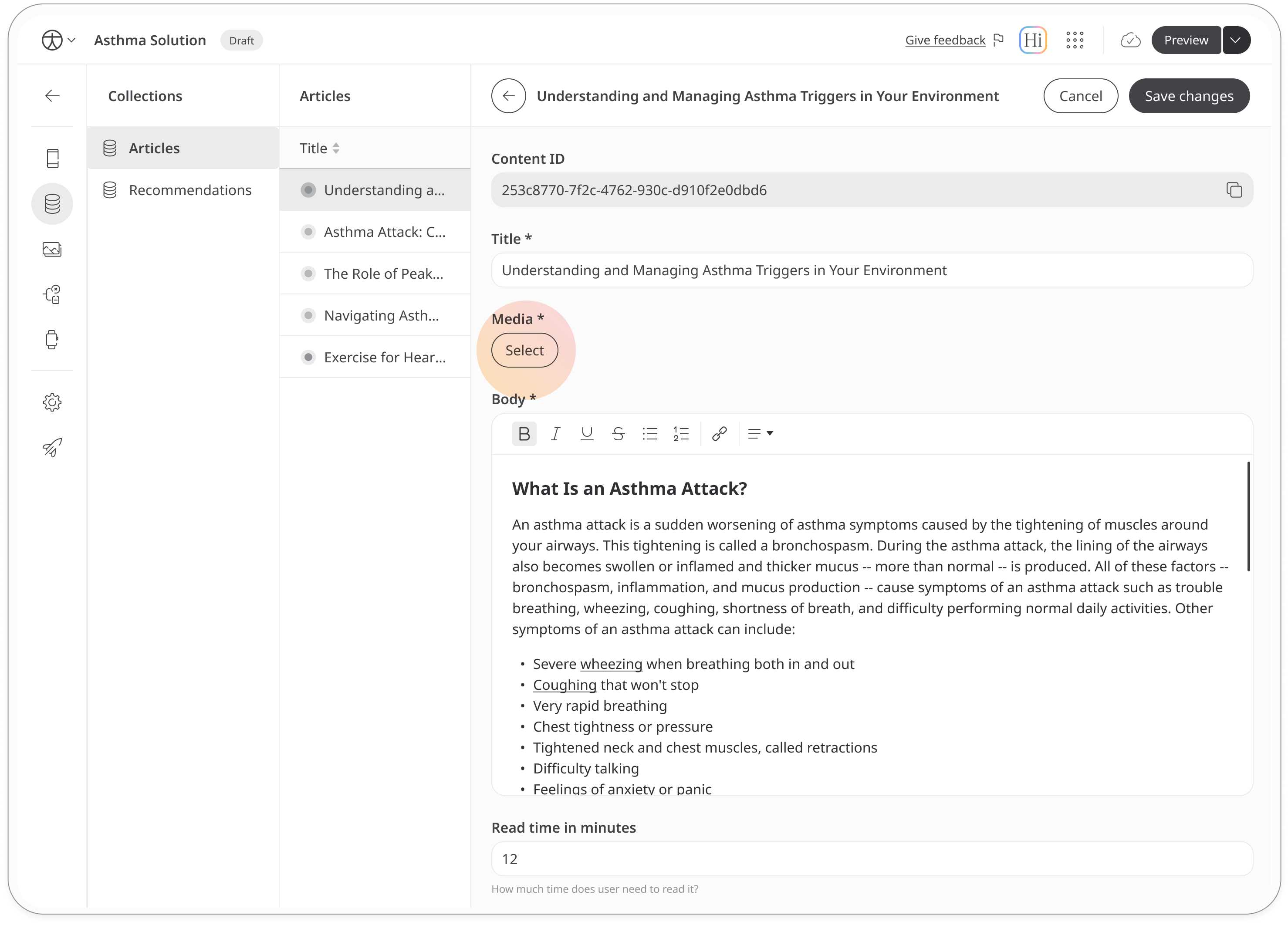 Add articles and media | Huma documentation