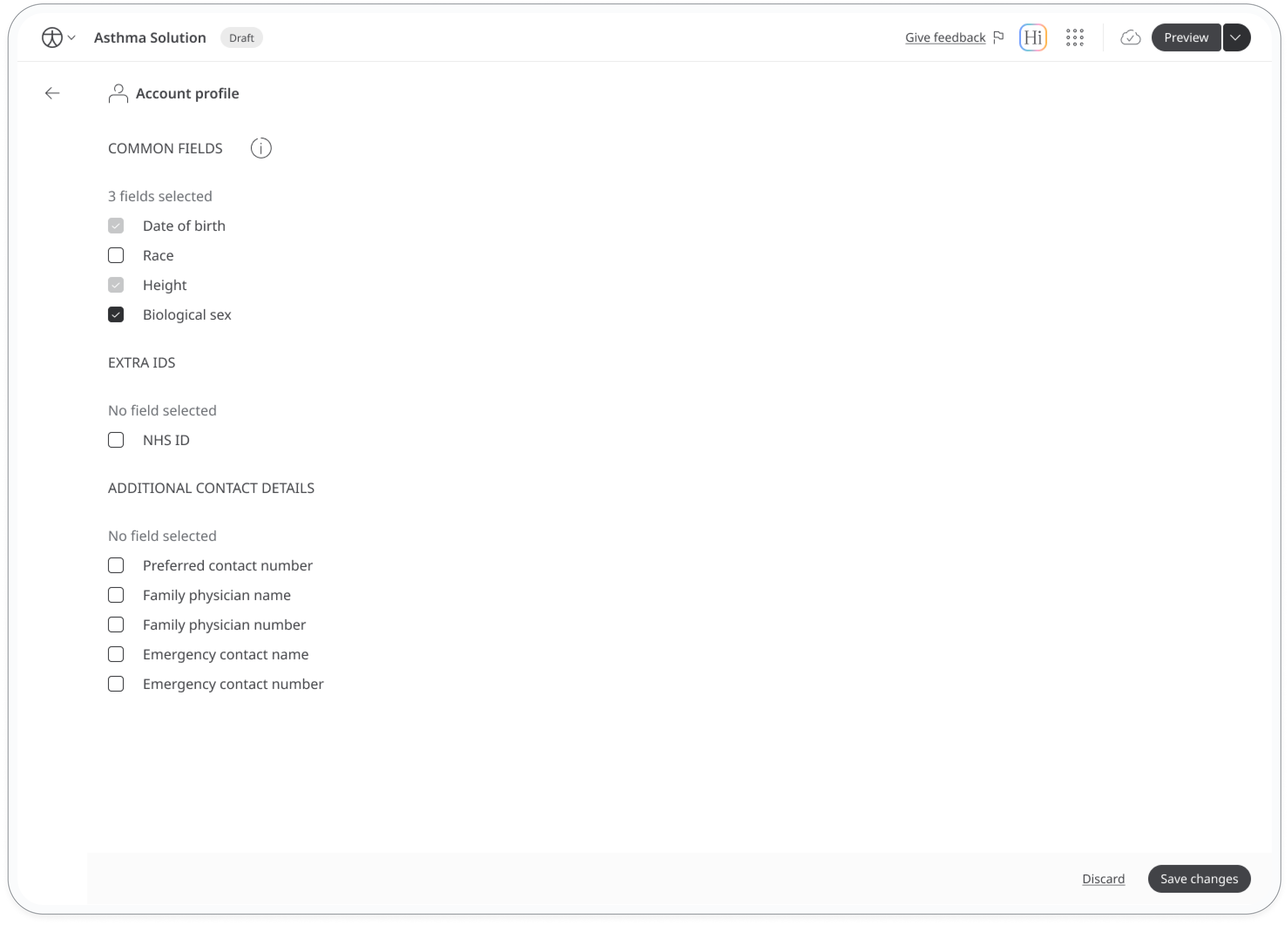 Set up the app profile page | Huma documentation